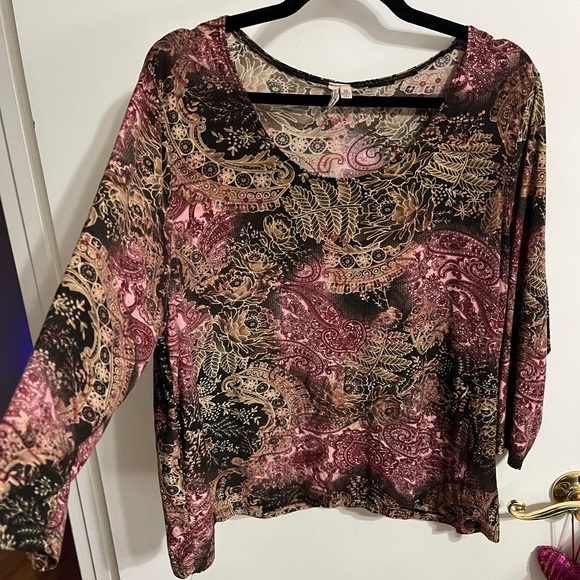 Tops | 3x Susan Lawrence Purple And Brown Paisley Shirt | Poshmark